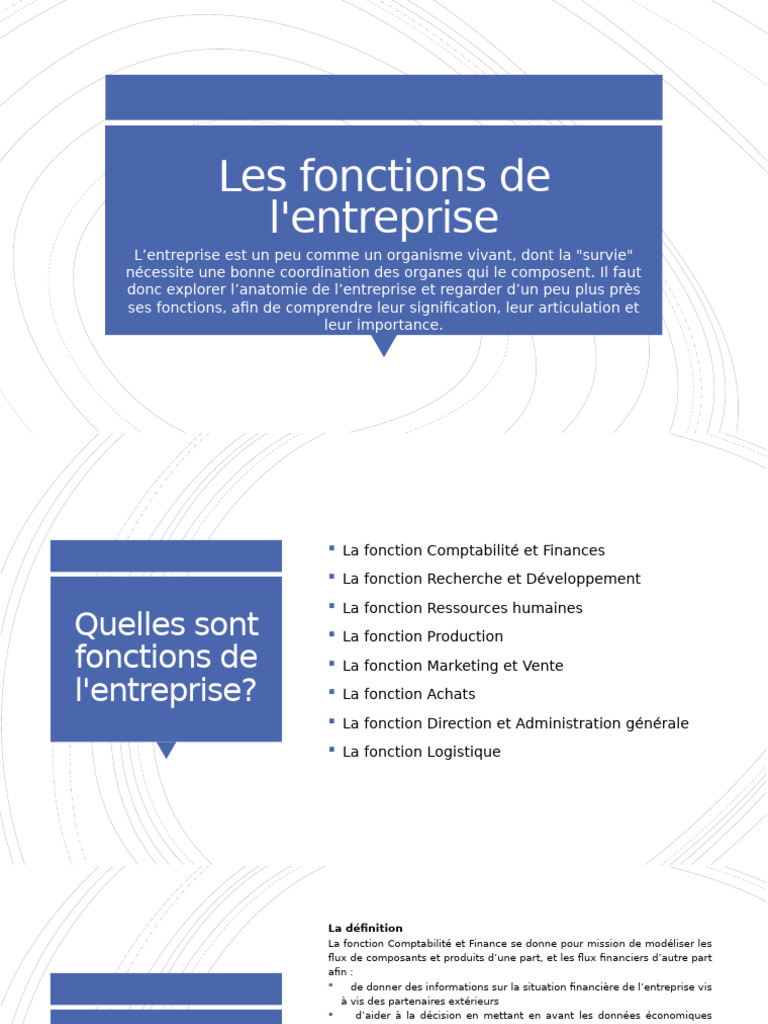 Fonctions essentielles de l'entreprise | PDF | Gestion des ressources ...