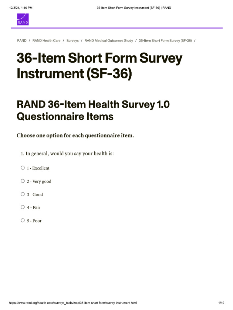 SF 36 Question | PDF