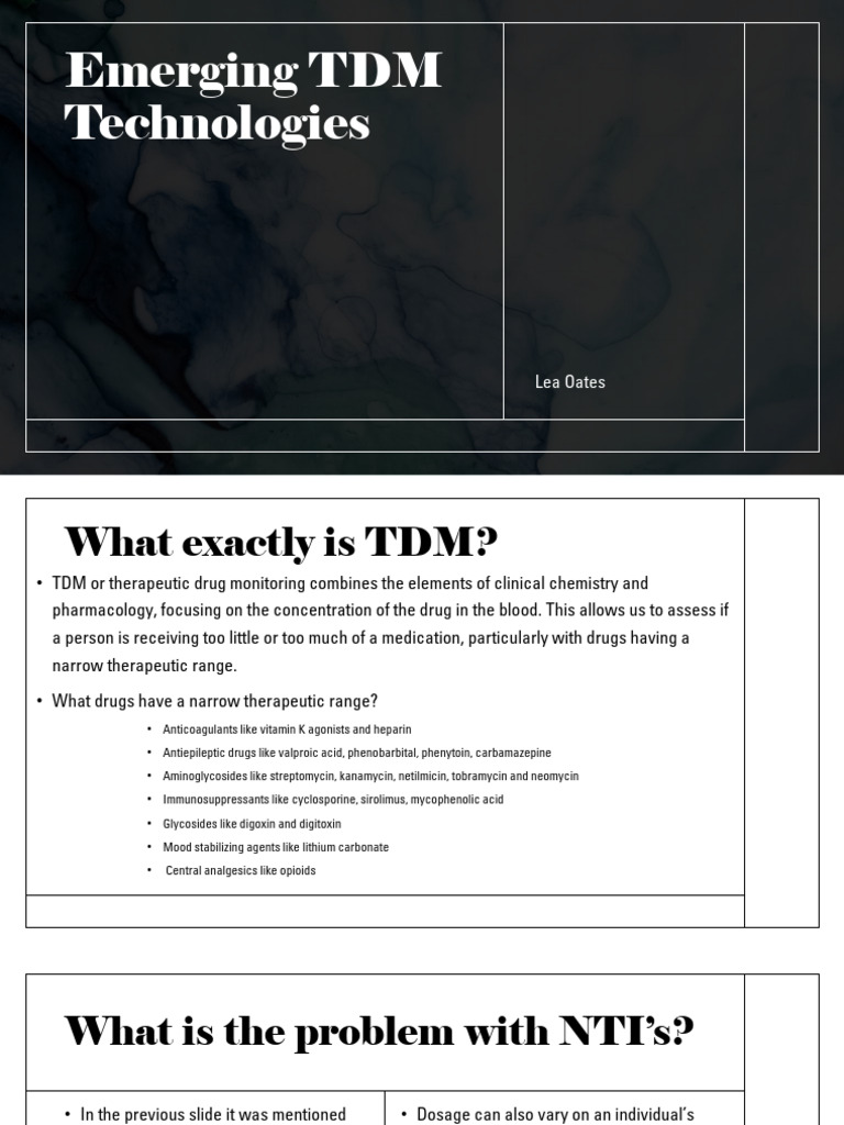 Tdm Presentation Pdf Medicinal Chemistry Medical Specialties