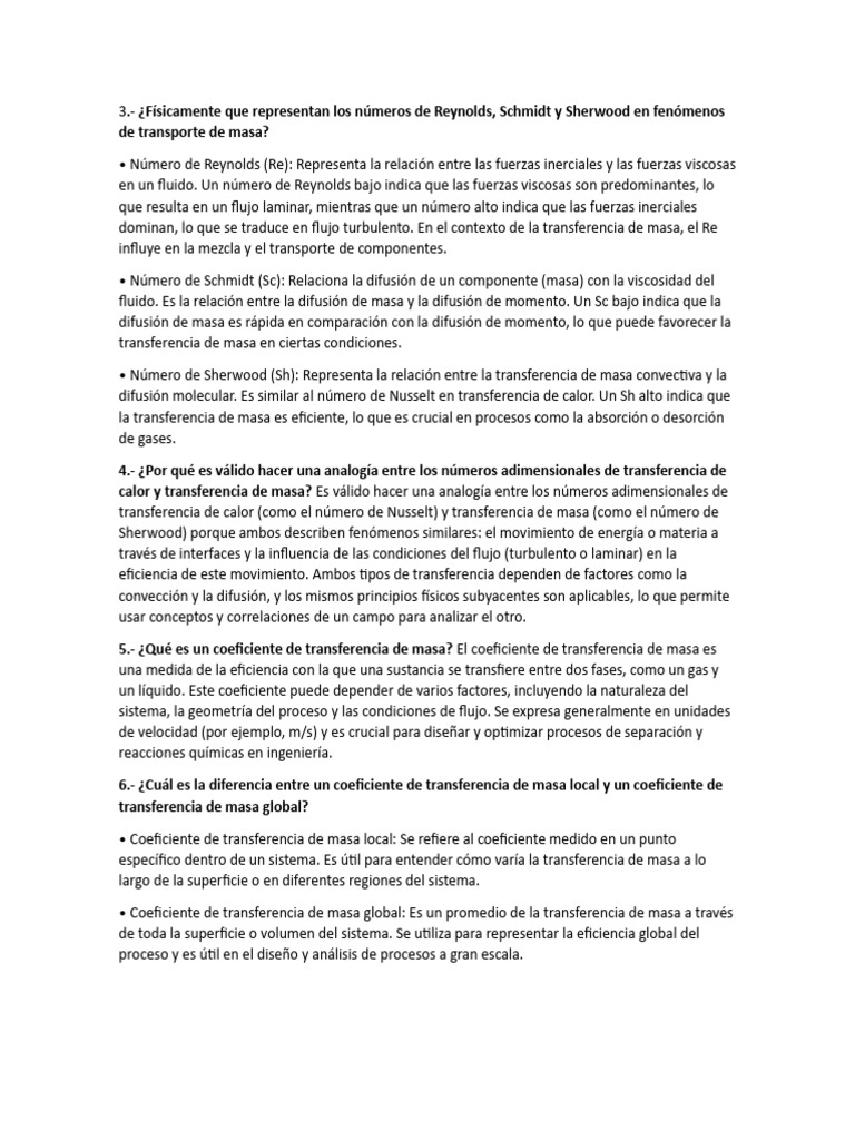Teoria Repaso | PDF | Difusión | Transferencia de masa