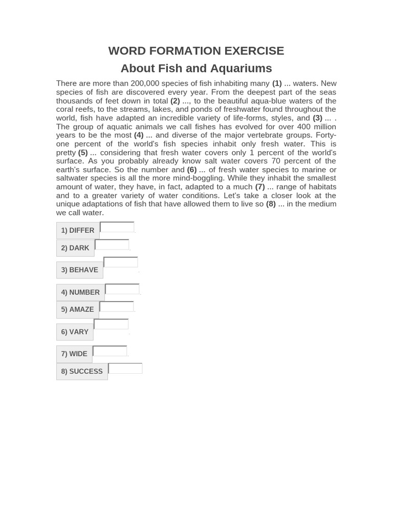 Word Formation Exercise | PDF