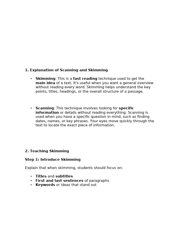 Scan Skim Explanation Students Copy4 | PDF | Speed Reading | Human ...