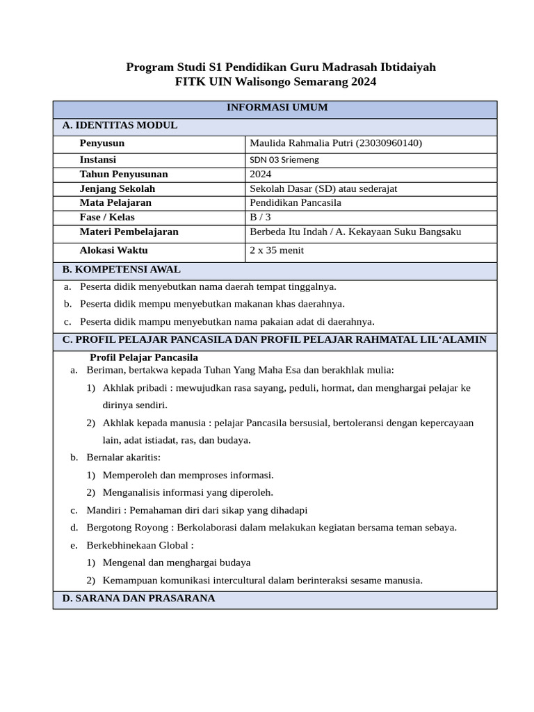 Modul Ajar PKN | PDF