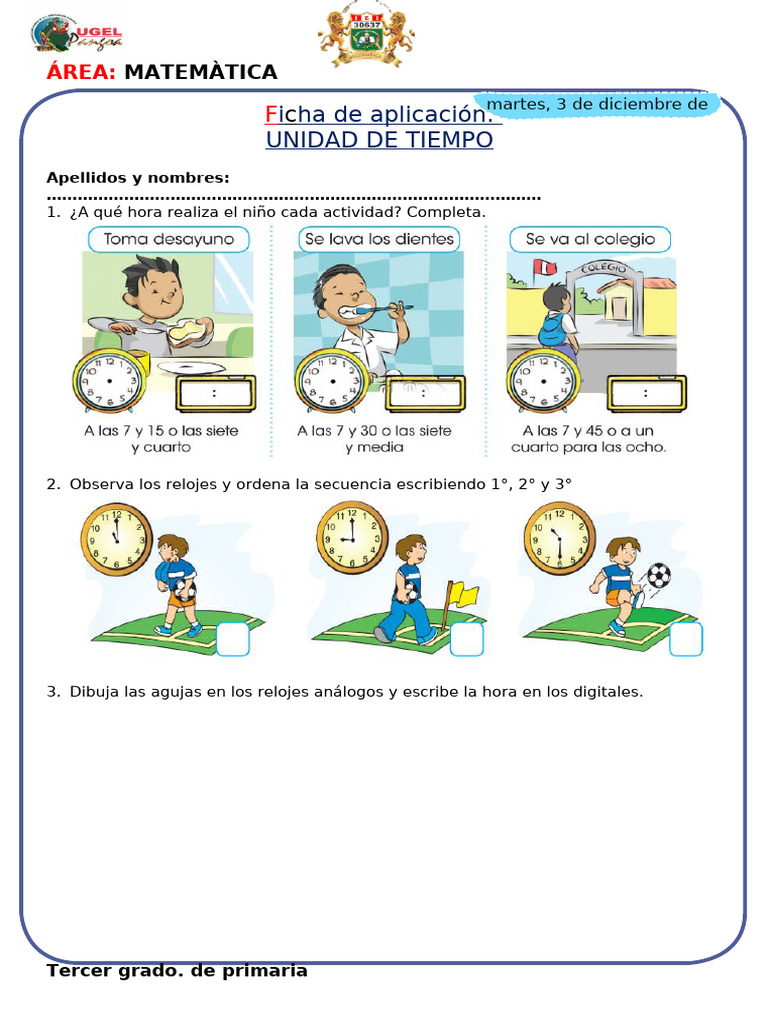 03-12 Ficha MAT Unidad de Tiempo | PDF