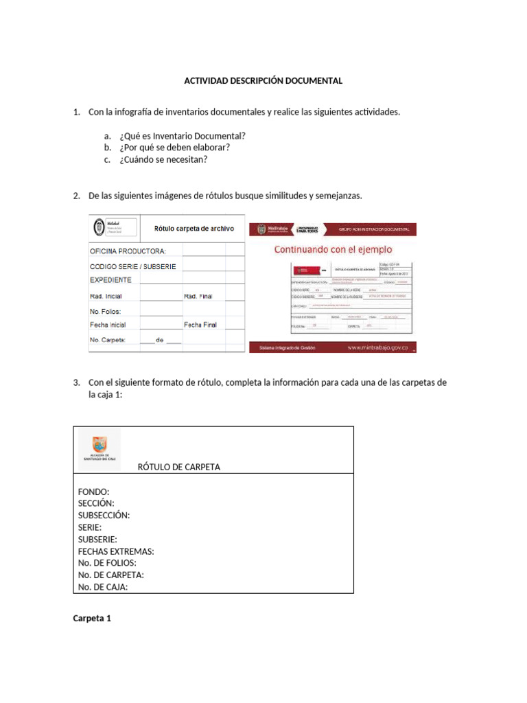 Actividad Descripción Documental | PDF