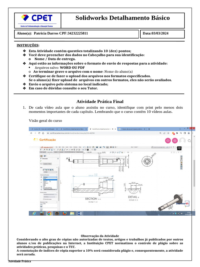 Solidworks Detalhamento Básico ATF | PDF | Qualidade (negócios ...