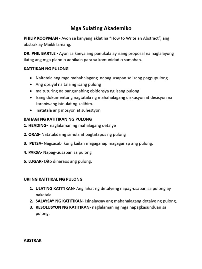 Mga Sulating Akademiko | PDF