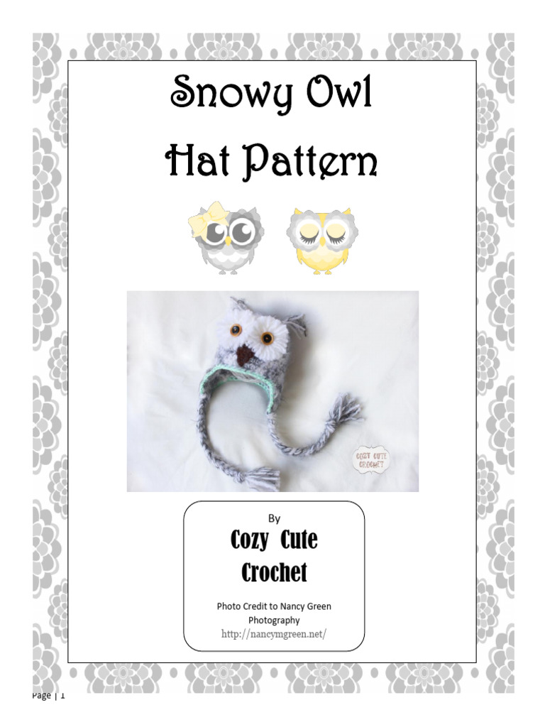 Cozy Cute Crochet - Snowy_Owl_Hat_Pattern (c) | PDF | Crochet | Yarn