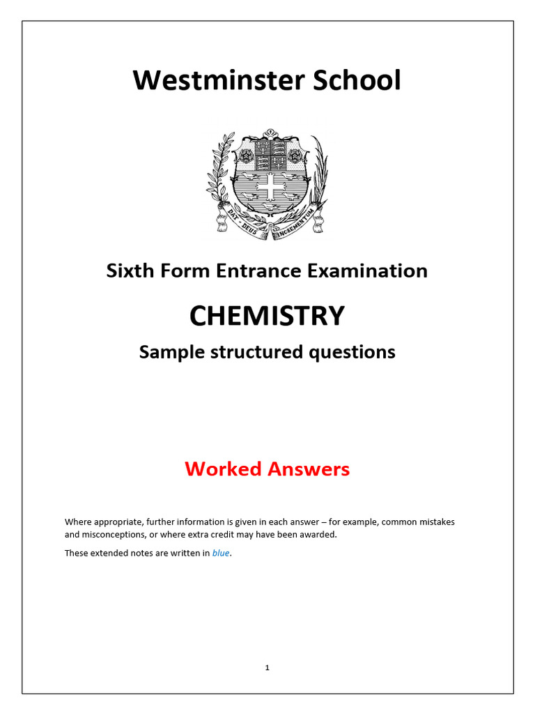 Sample Structured Chemistry Questions Worked Solutions | PDF | Acid ...