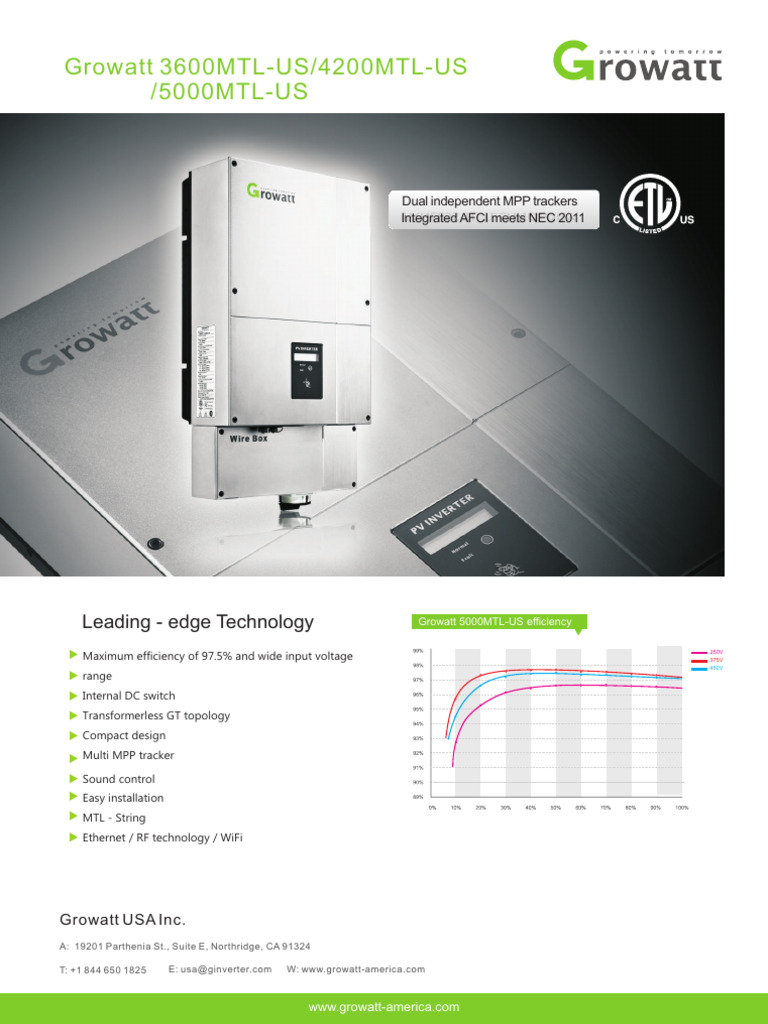 Growatt 5000MTL Specifications Overview | PDF | Mains Electricity ...