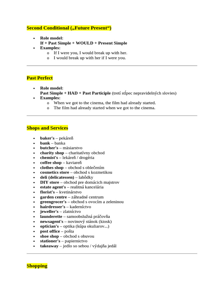 Second Conditional + Past Perfect + Vocabulary | PDF