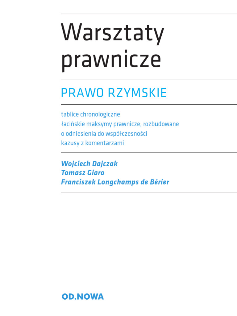 Prawo Rzymskie Warsztaty Prawnicze | PDF