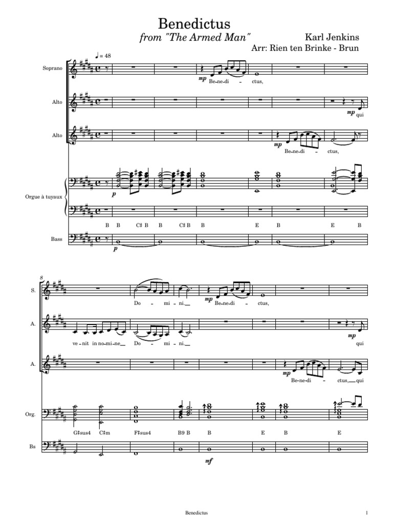 Benedictus de Lhomme Arm Karl Jenkins | PDF | Mass (Liturgy) | Choral Music