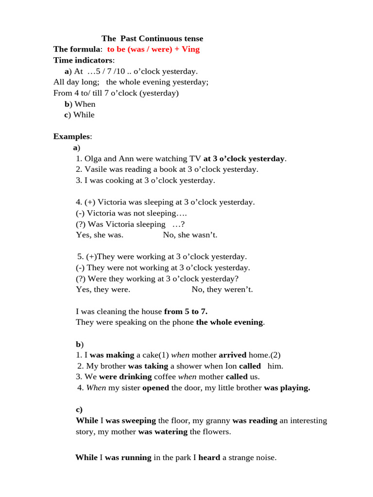 Past Continuous, Short Form | PDF | Languages | Foreign Language Studies