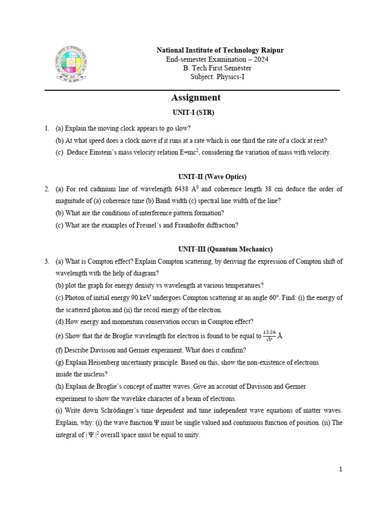Assignment BTech End Sem | PDF | Electron | Dielectric