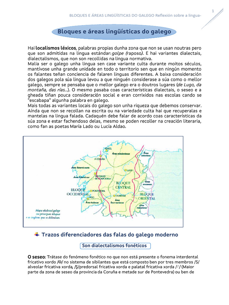 Bloques e Áreas Lingüísticas Do Galego | PDF