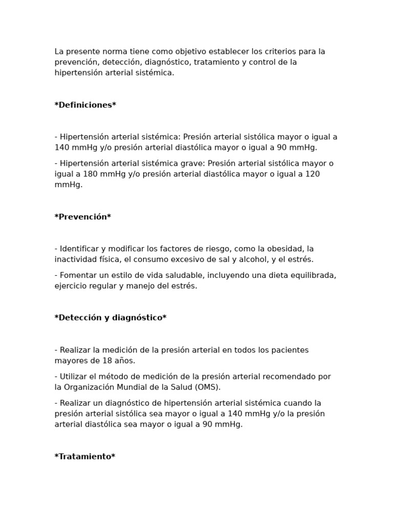 Resumen Norma 030 | PDF | Hipertensión | Presión sanguínea