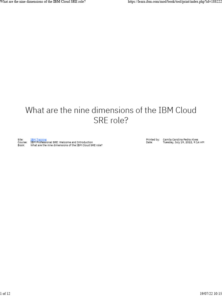 What Are The Nine Dimensions of The IBM Cloud SRE Role | PDF | Cloud ...