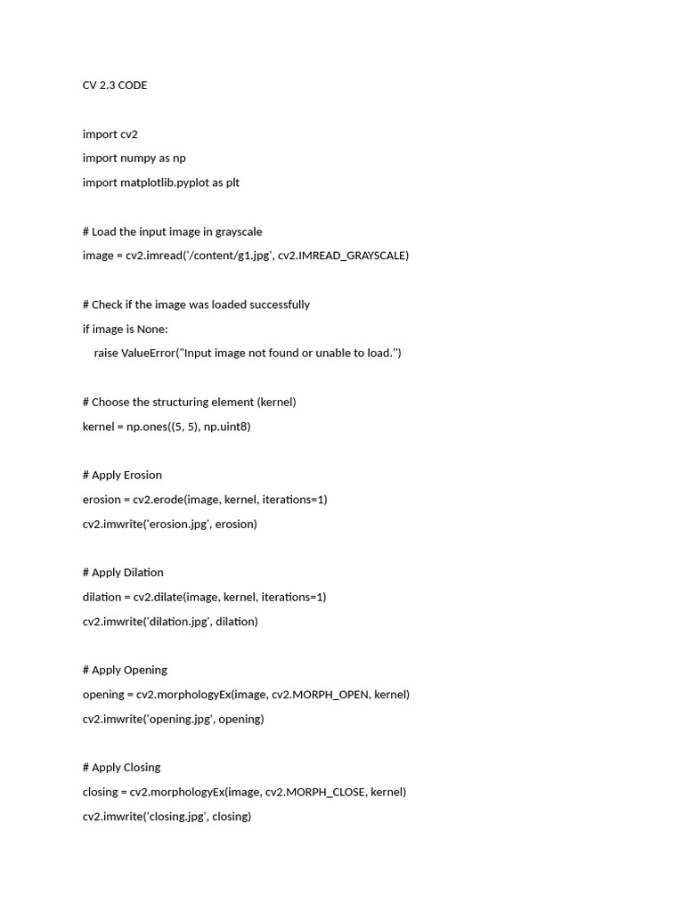 cv2.3 codes | PDF