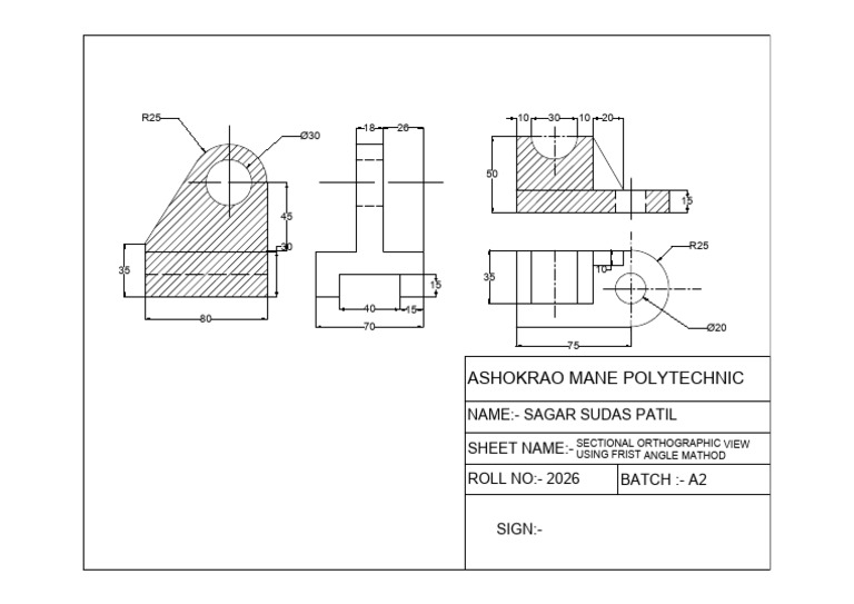 Sectional Orthographic Projection-Model | PDF