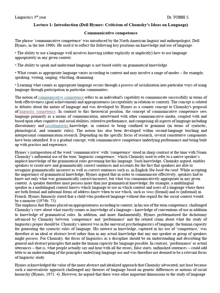 Lecture 1 Linguistics 3rd Year | PDF | Linguistics | Liberal Arts Education