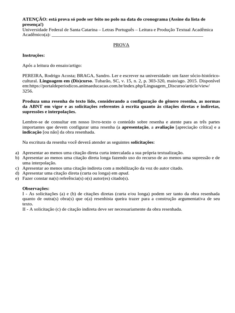 Prova EaD LPTA 2024 | PDF