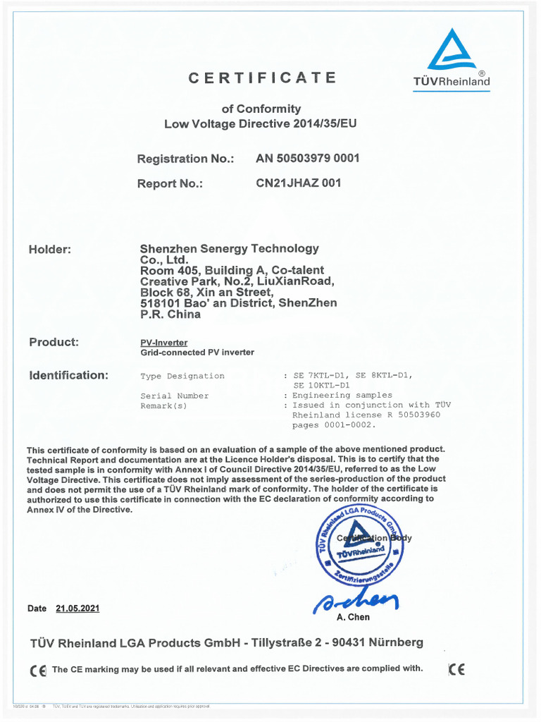 Senergy Grid On-Grid -7-8-10KT Certificates IEC-62109-1 | PDF