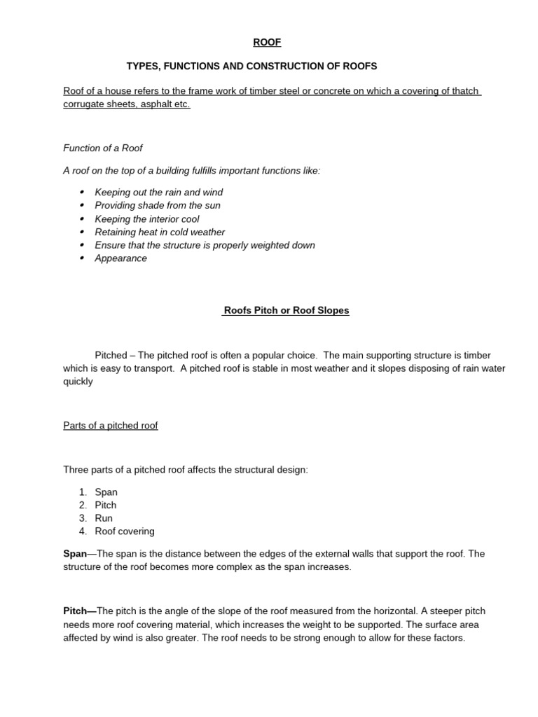 ROOF (FUNCTION and PARTS) | PDF | Roof | Building Technology