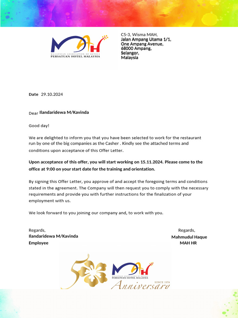 703455901 Restaurant Employment Offer Letter Template (1) (1) (1) | PDF