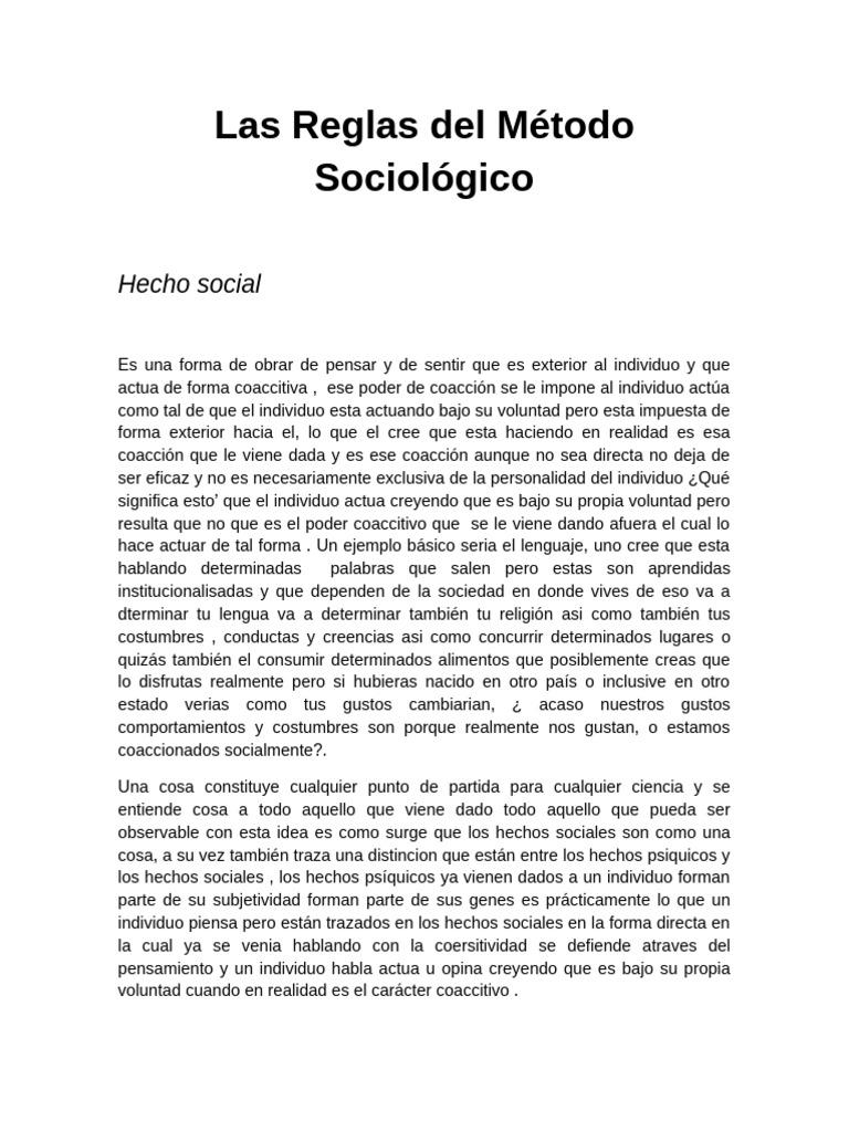 Las Reglas Sociologia | PDF | Sociedad | Causalidad