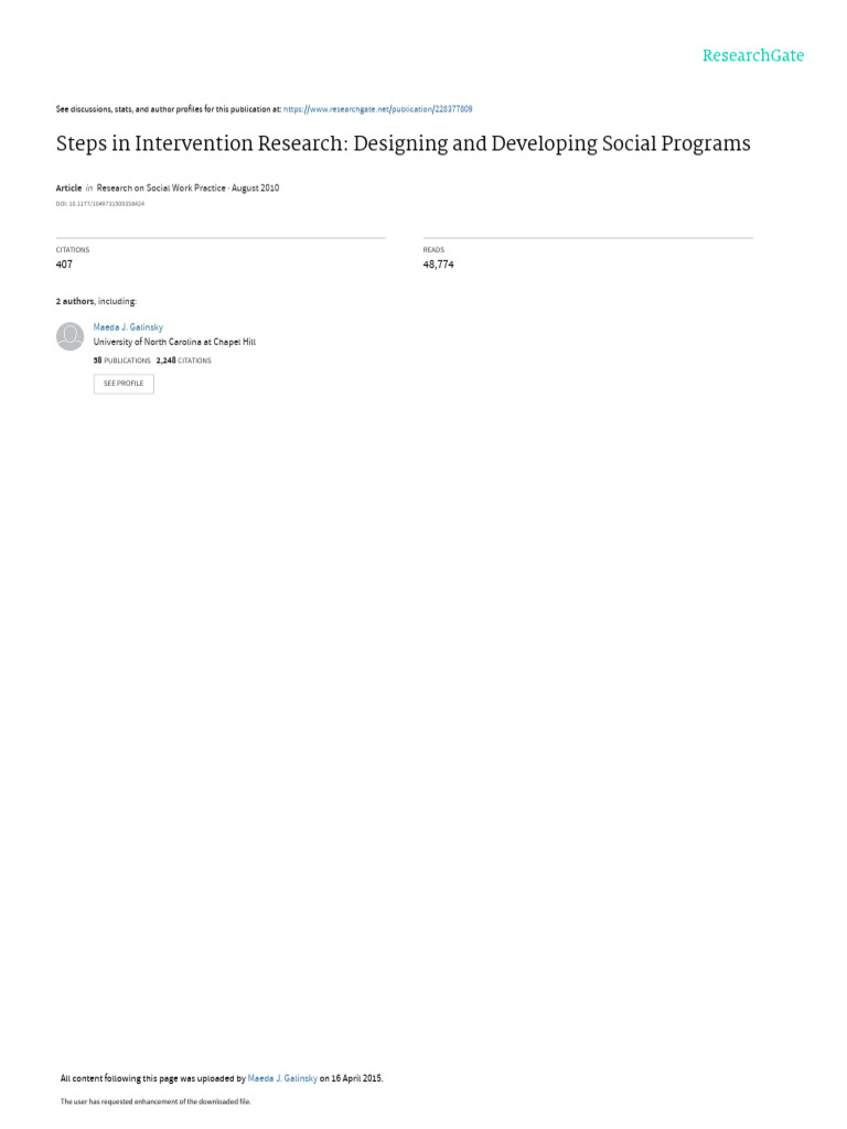 Steps in Intervention Research Designing and Devel | PDF | Statistics ...