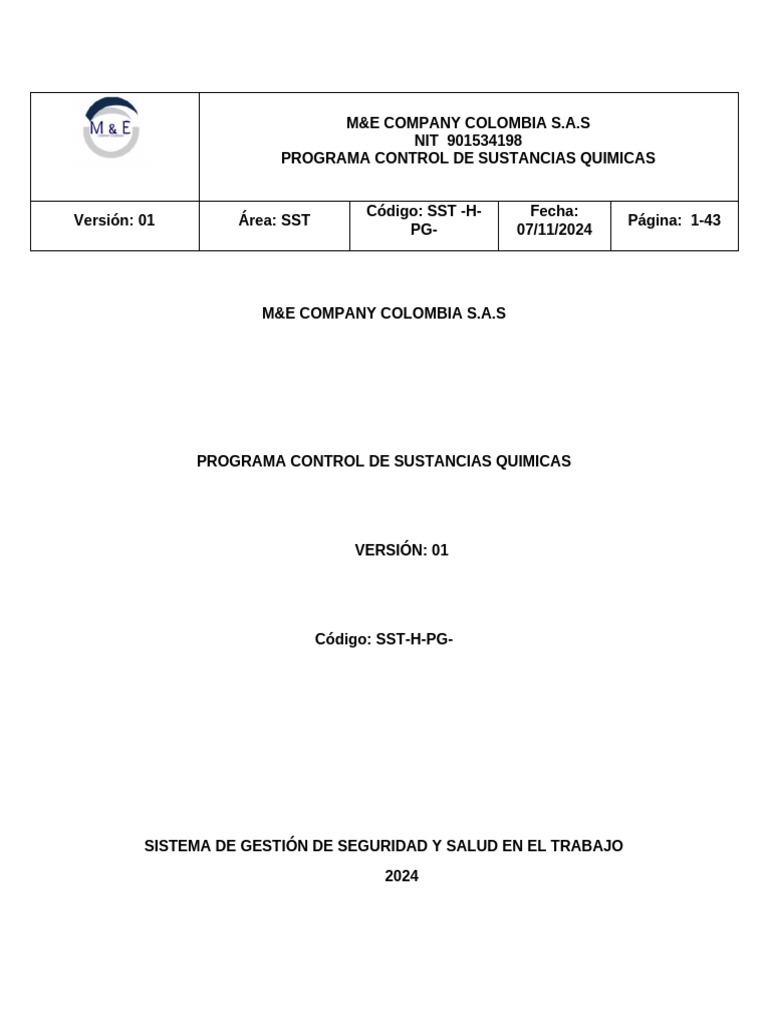 Actualizado Programa de Control Productos Quimicos | PDF | Combustión ...