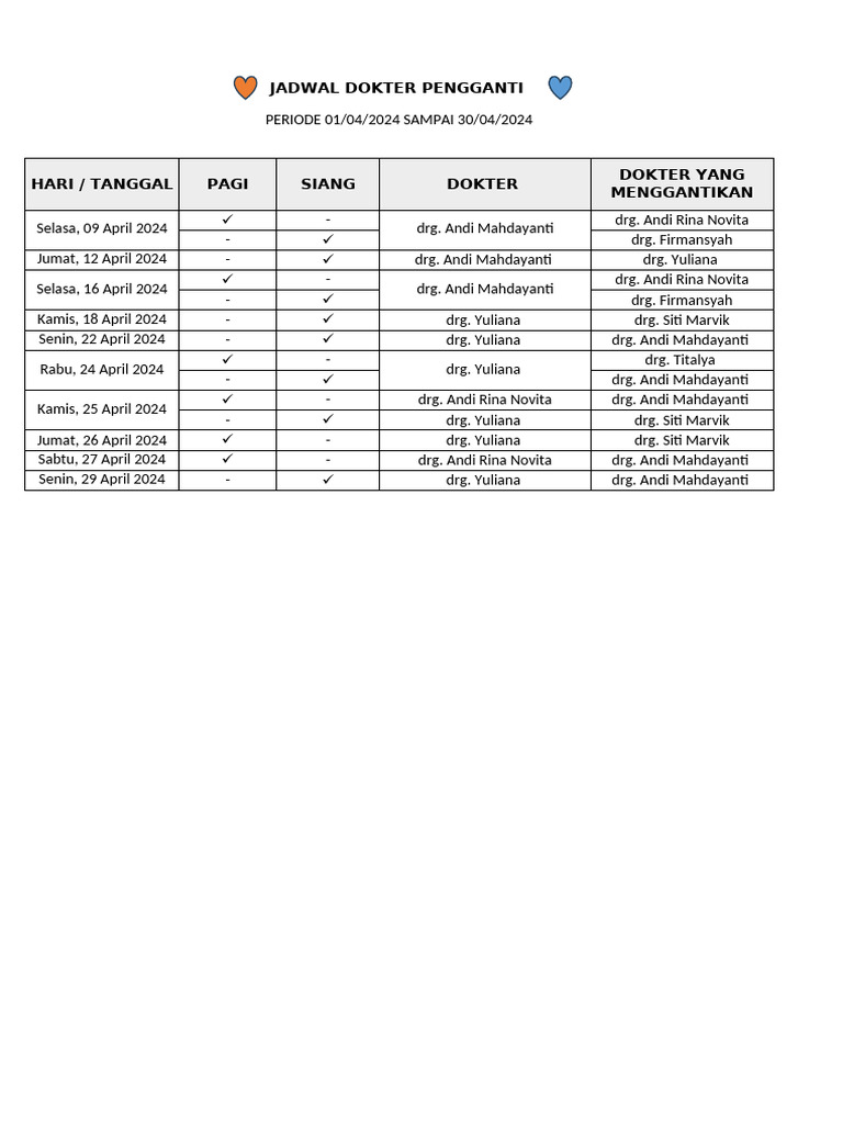 form jadwal pengganti | PDF