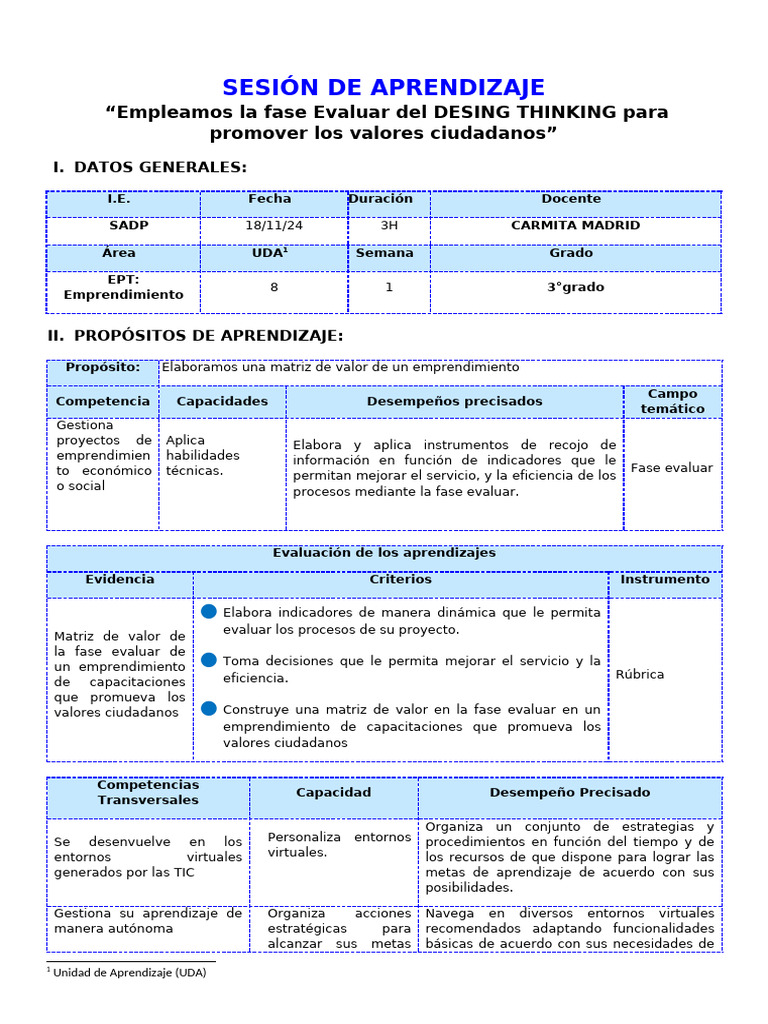Sesión 5 - Empleamos La Fase Evaluar Del Desing Thinking para Promover Los Valores Ciudadanos ...