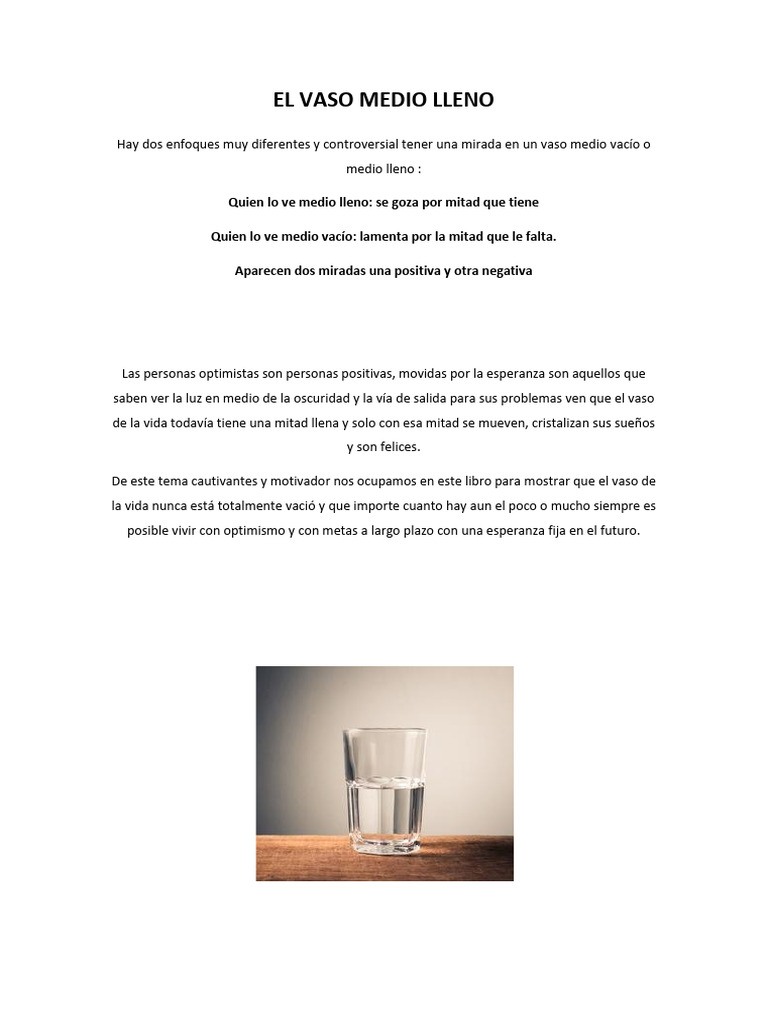 Reflexiones sobre el vaso medio lleno | PDF