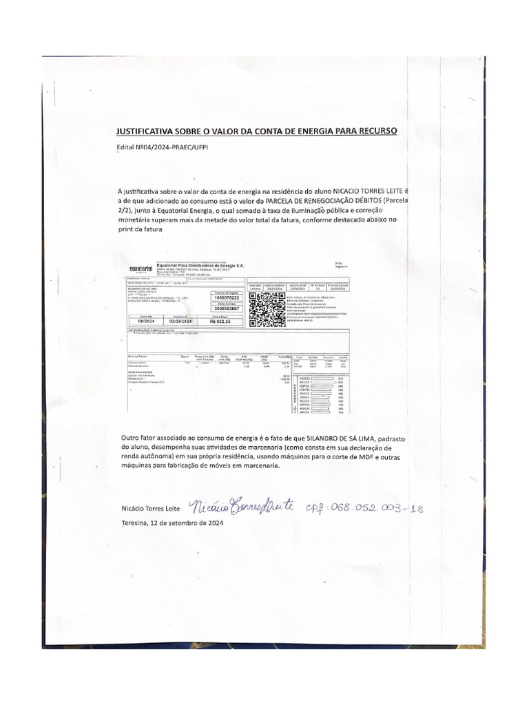 Justificativa Combinado | PDF