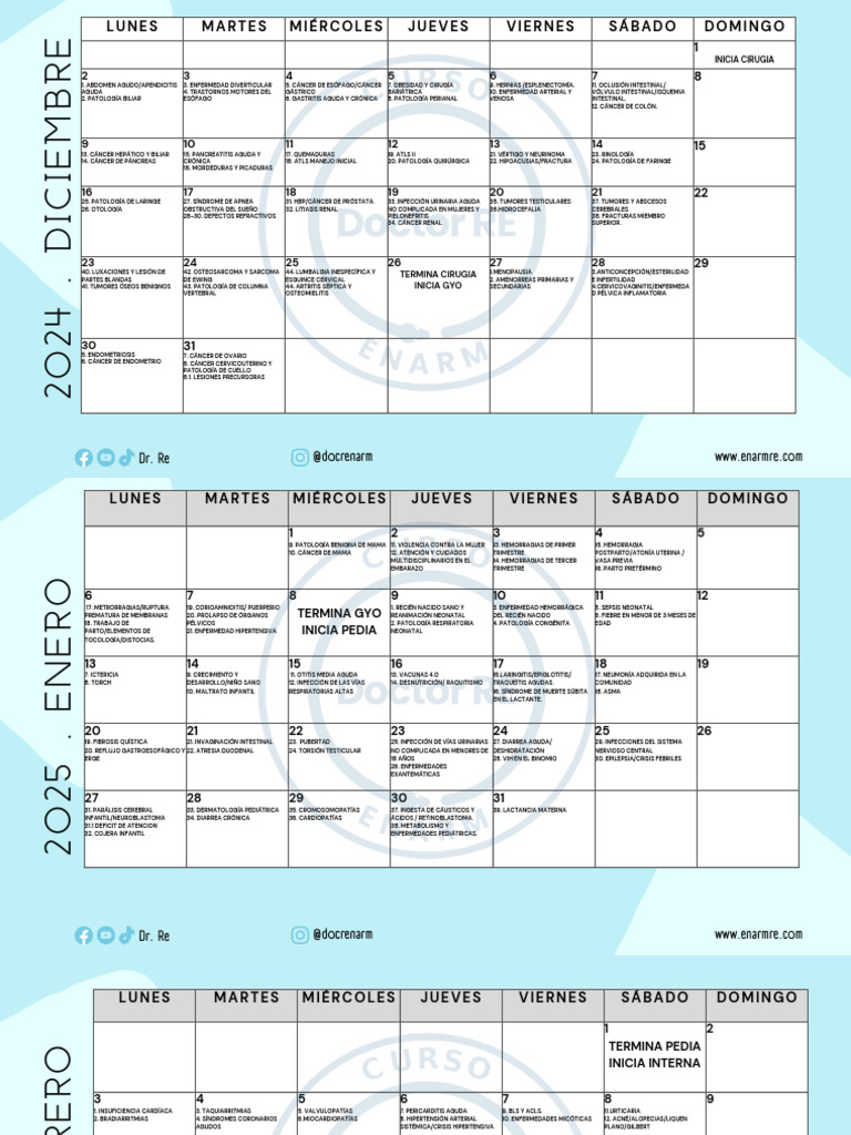 Calendario Enarm Diciembre PDF | PDF | Cáncer | Diarrea