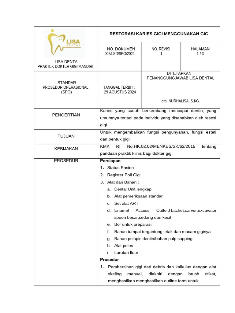 008 Restorasi Karies Gigi Menggunakan GIC | PDF