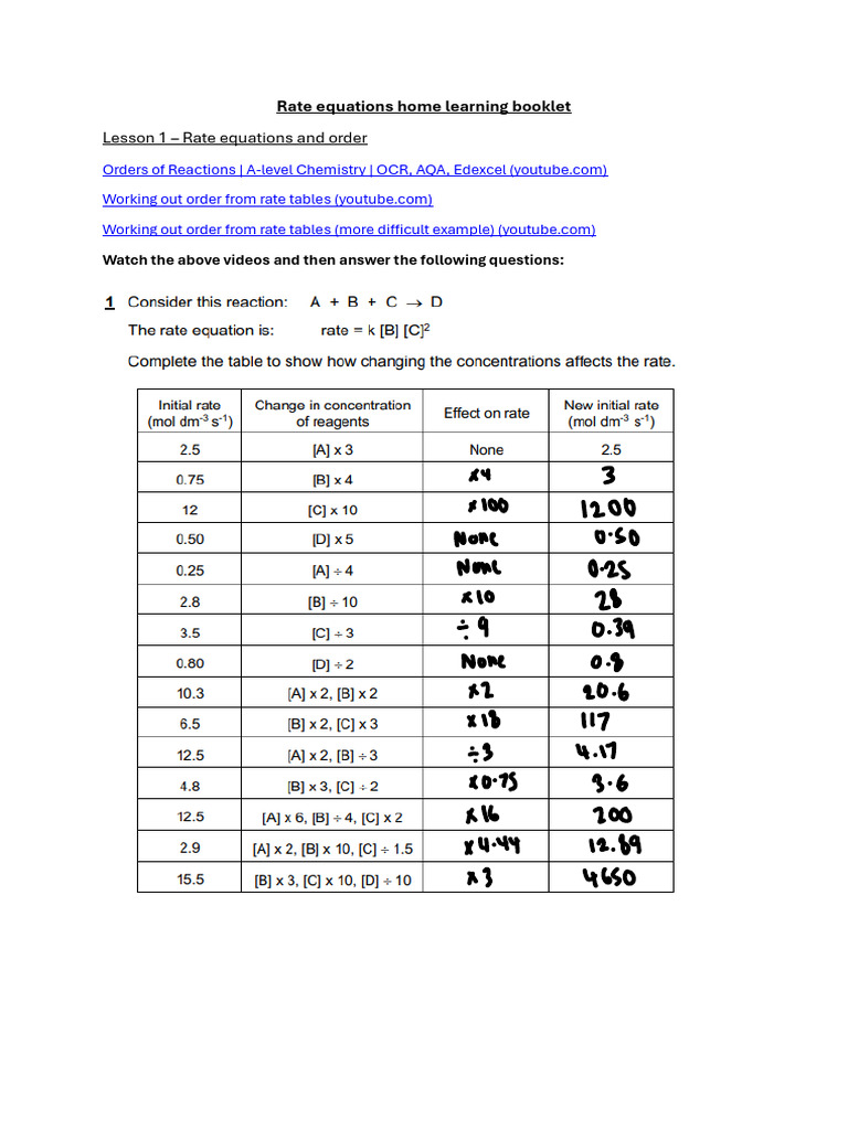 Rate Determining Step in A-Level Chemistry | PDF