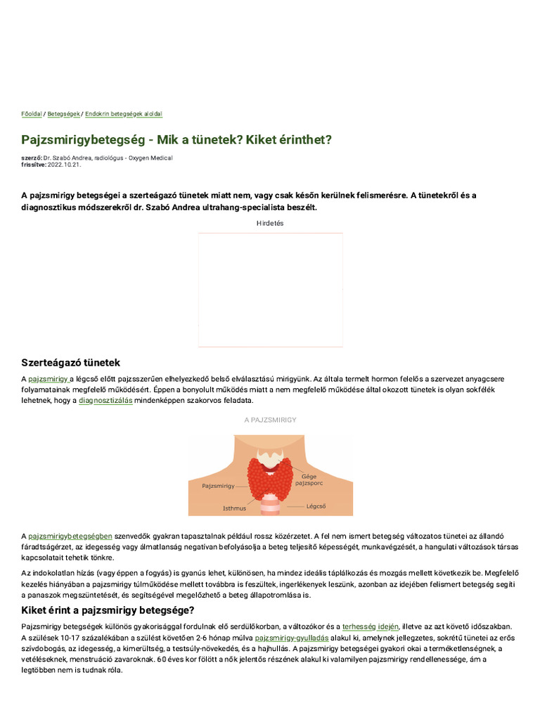 Pajzsmirigybetegség - Mik A Tünetek - Kiket Érinthet - WEBBeteg | PDF