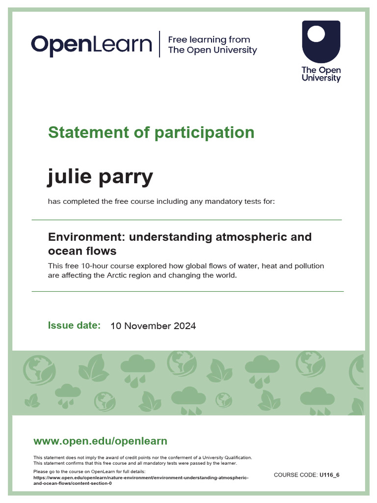 U116 6 Statement 7 Pdf Oceans Natural Environment