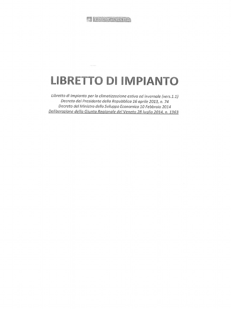 Libretto Di Impianto | PDF