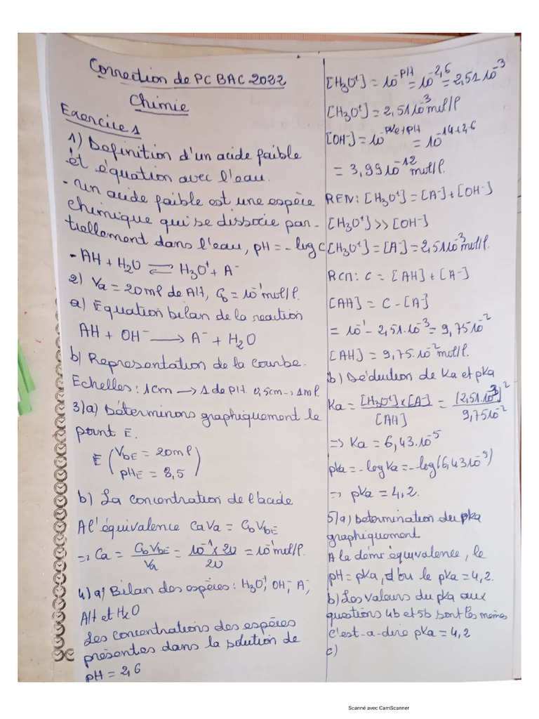 Correction de Pc Bac 2022-1 | PDF