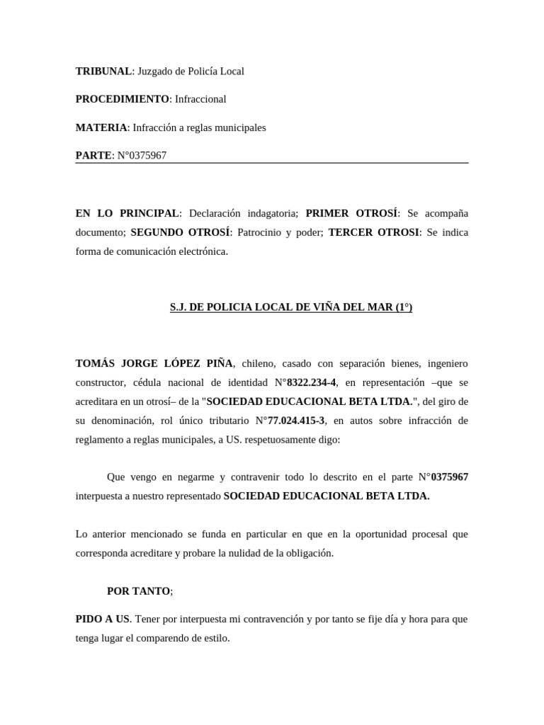 Escrito Oposicion JPL Tomas | PDF