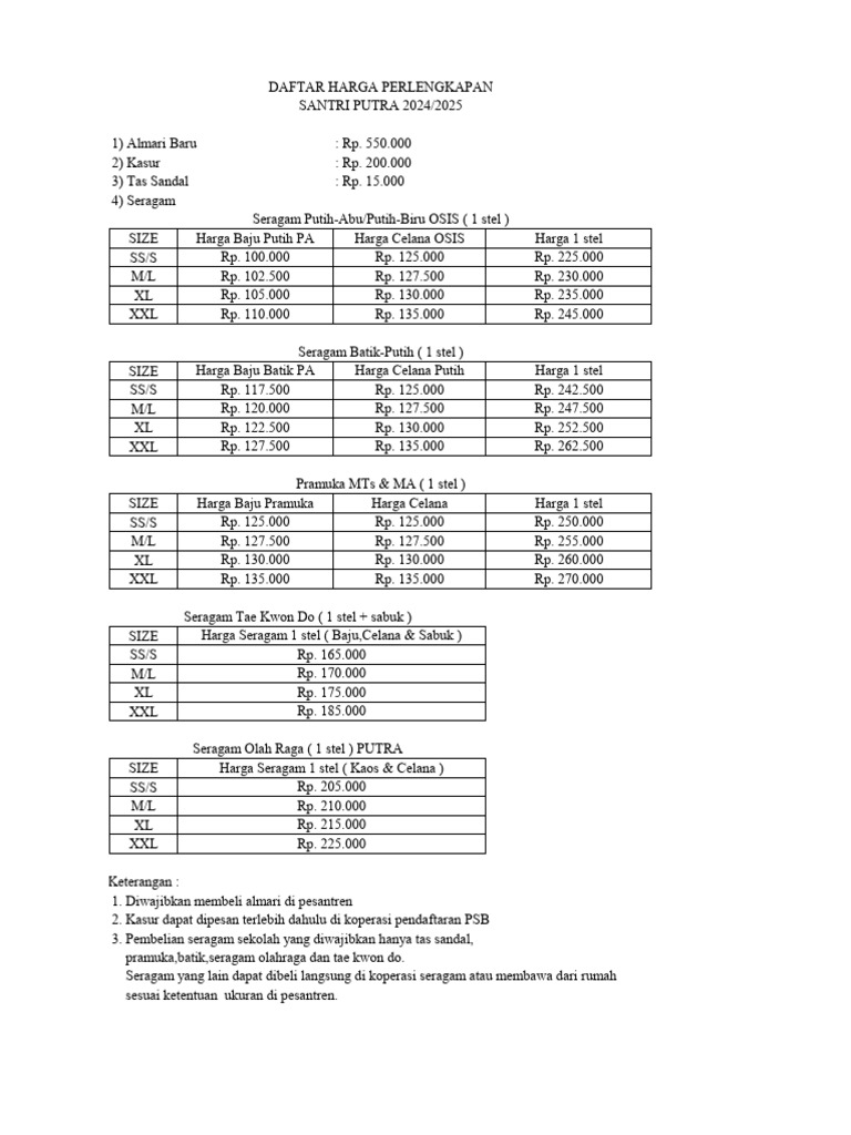 Katalog Seragam Terbaru PSB 2024 | PDF