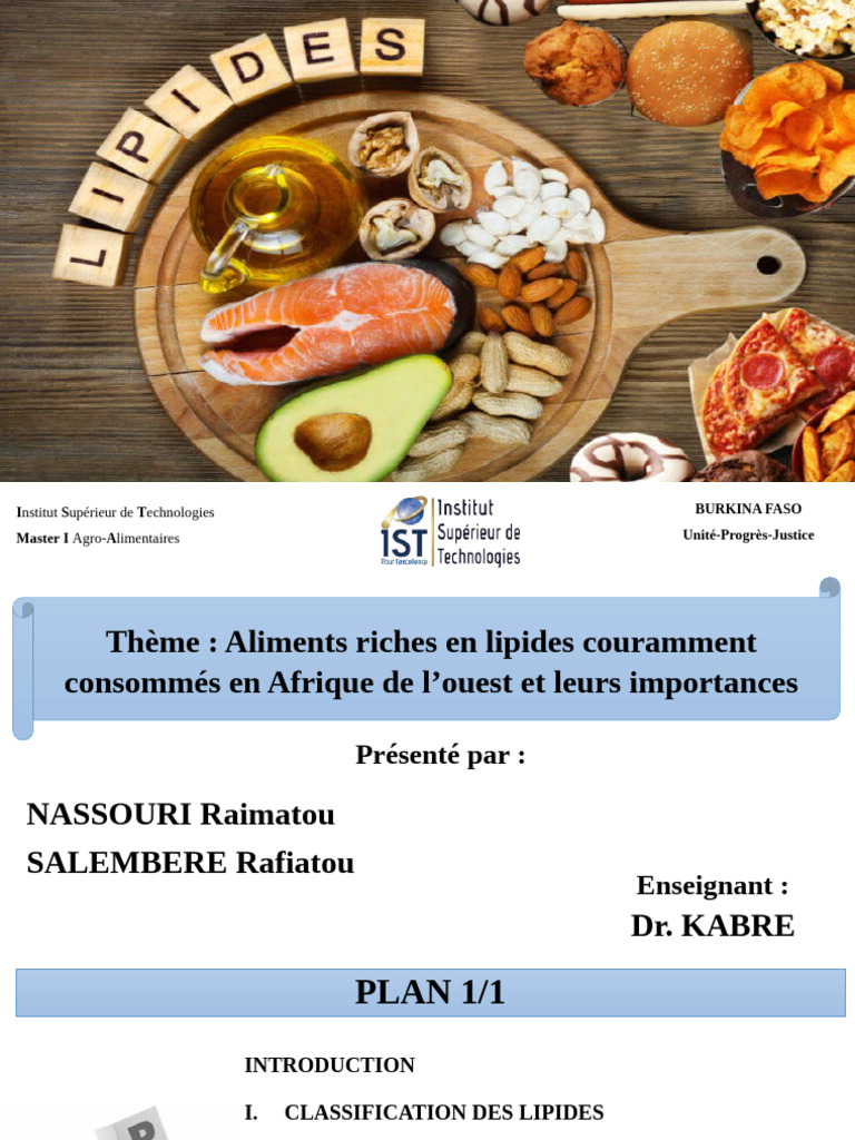 Aliments riches en lipides en Afrique de l'Ouest | PDF | Acide gras ...