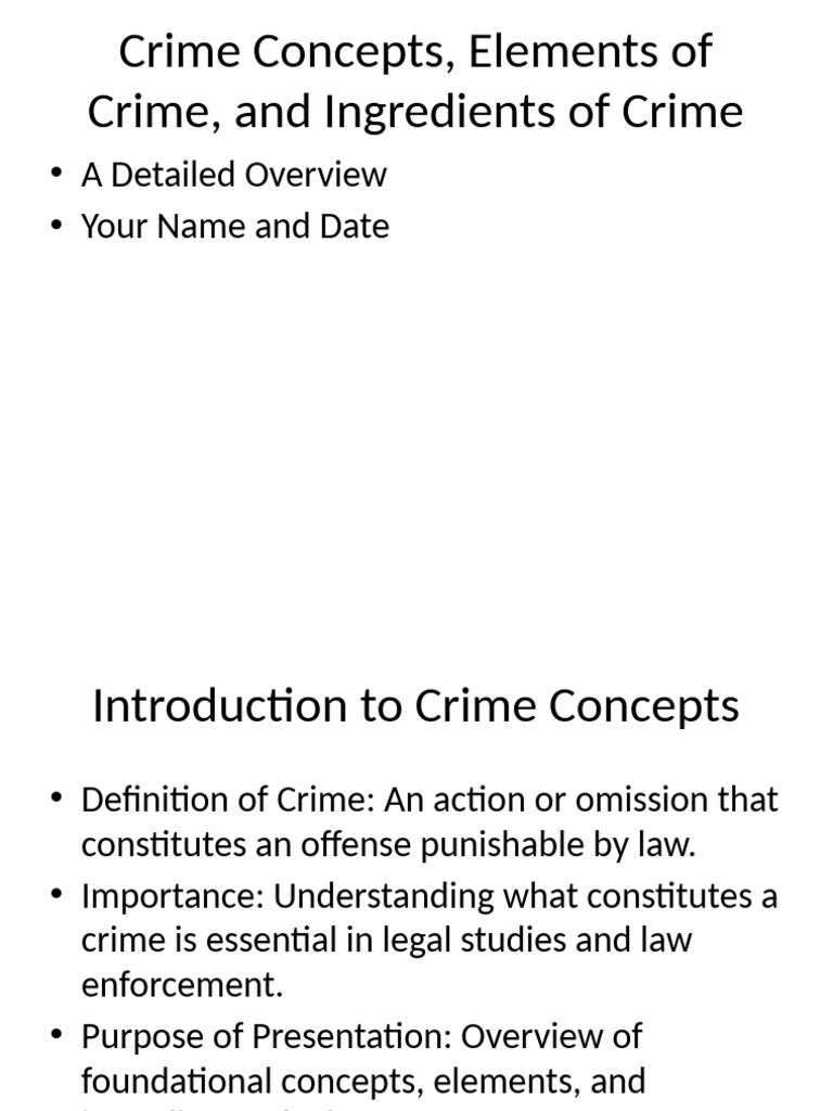 Understanding Crime: Key Concepts & Elements | PDF