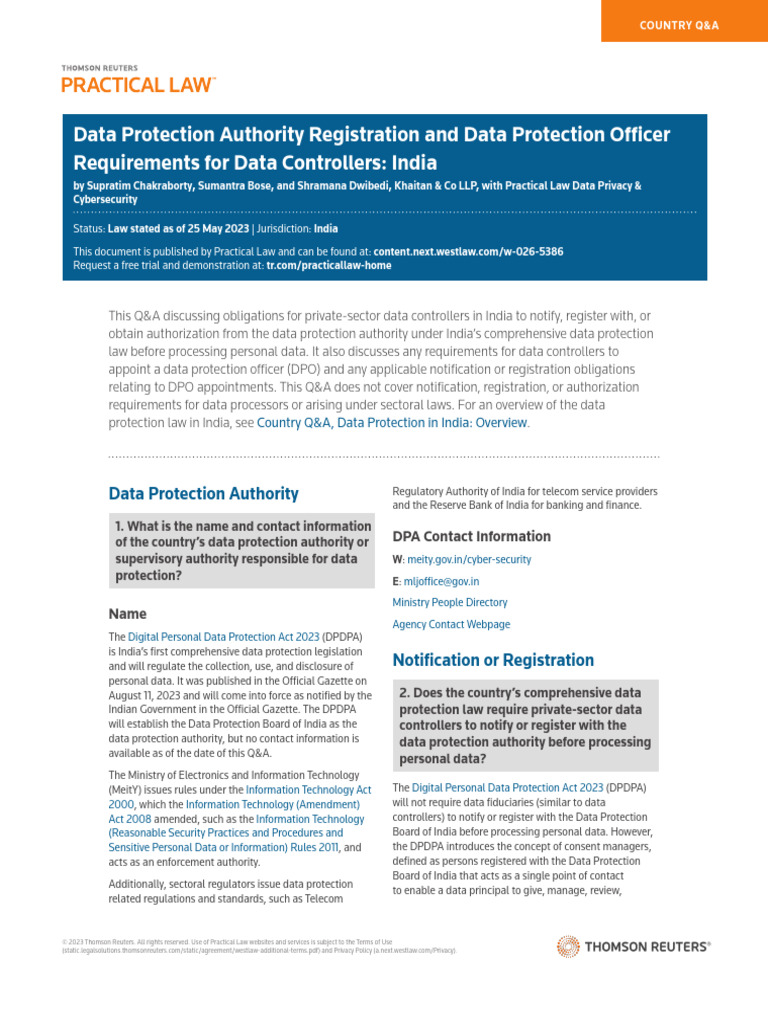 Data Protection Authority Registration and Data Protection Officer ...