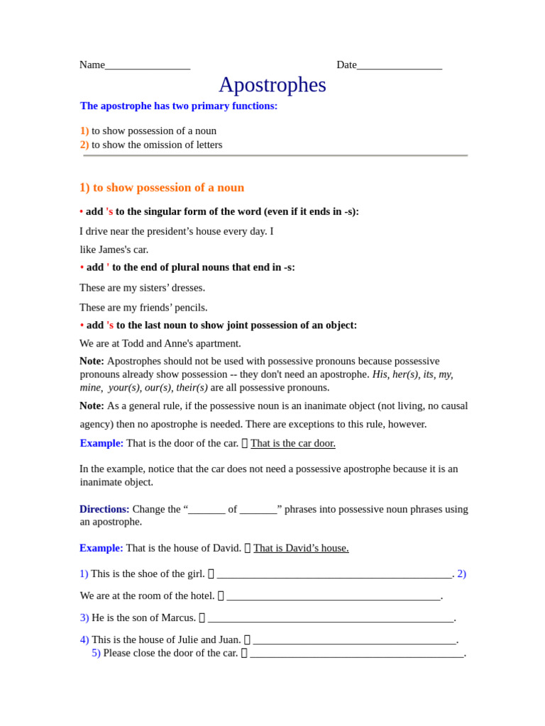 Apostrophes extra work | PDF | Noun | Morphology