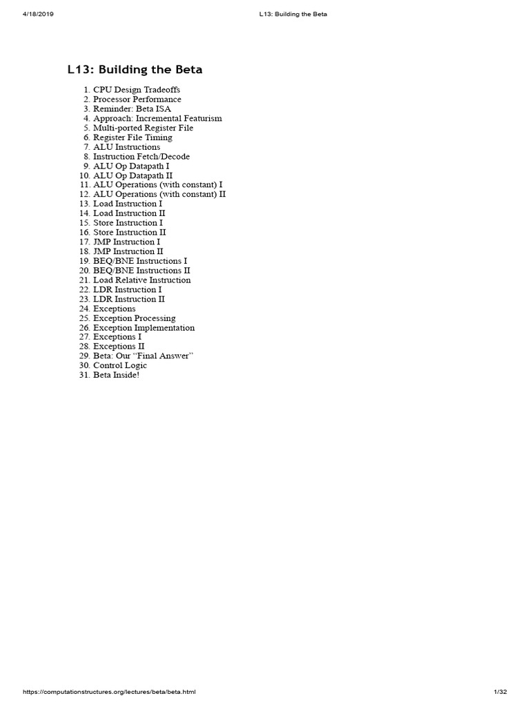 L13 - Building The Beta | PDF | Central Processing Unit | Computing